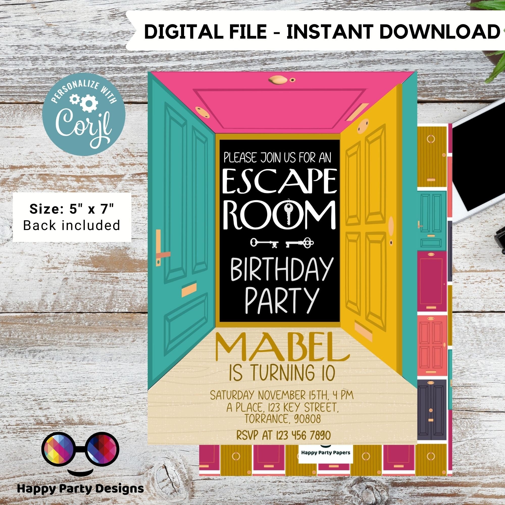 Editable escape room Birthday Invitation Template | Printable Birthday ...