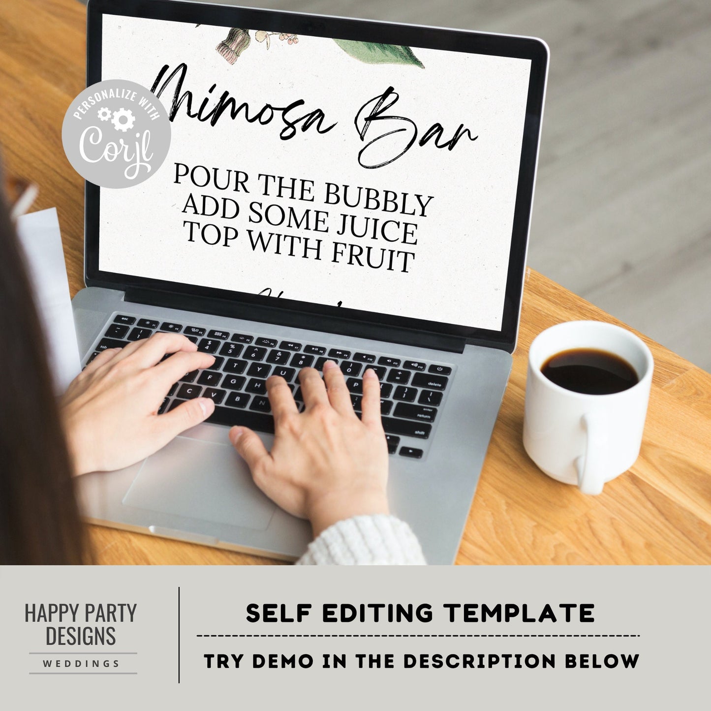 Editable Floral Mimosa Bar Sign | Royal wedding | wedding Decorations ...